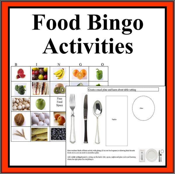 Food Bingo Games and Worksheets-Cooking with Kids Worksheets, Food The ...