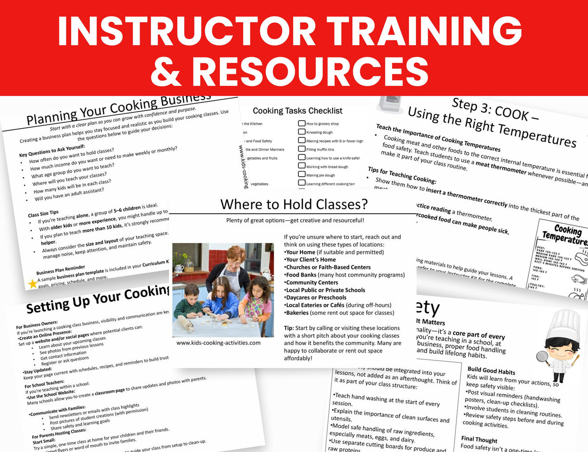 Cooking Curriculum Set for Teaching Children Cooking -Lesson Manuals ...