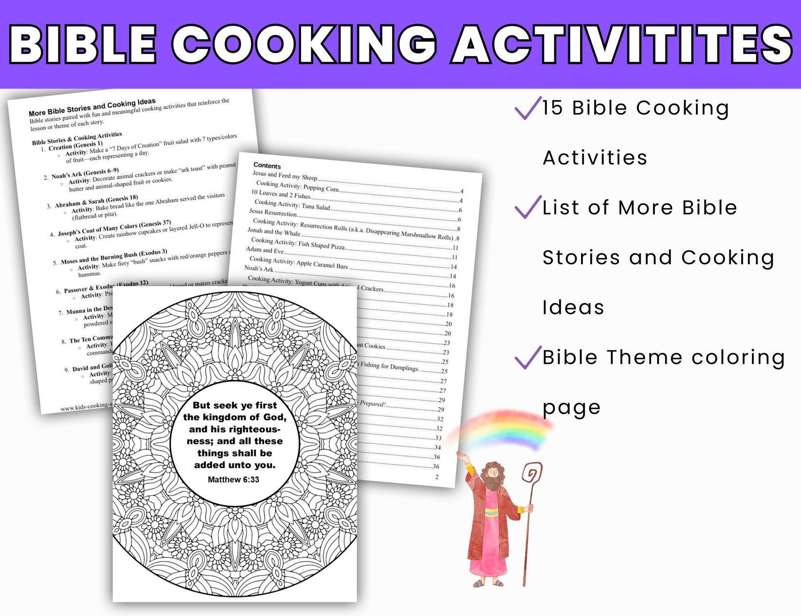 Bible Theme Cooking Activities-Digital Download – Kids Cooking Activities