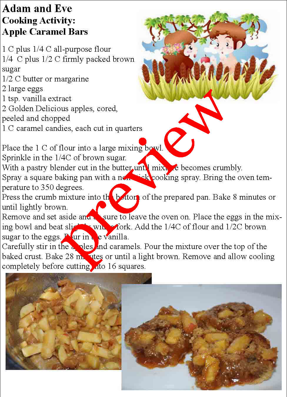 Bible Theme Cooking Activities-Digital Download – Kids Cooking Activities