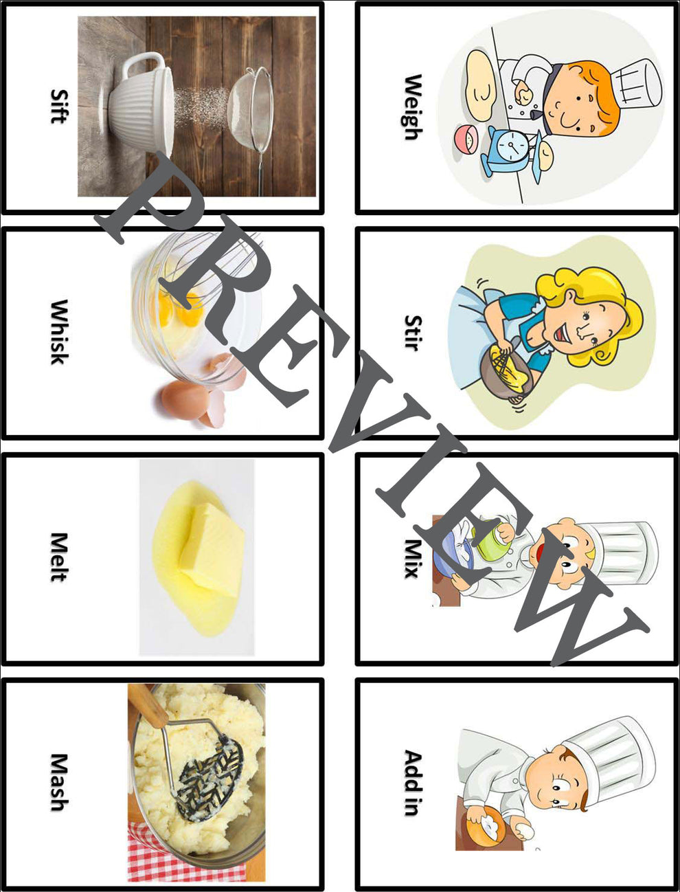 Cooking Vocabulary Terms Worksheets-Learn Essential Kitchen Language-D ...