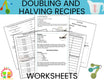Doubling and Halving Recipes Worksheets-Cooking & Math Practice-Digita ...