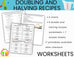 Doubling and Halving Recipes Worksheets-Cooking & Math Practice-Digita ...