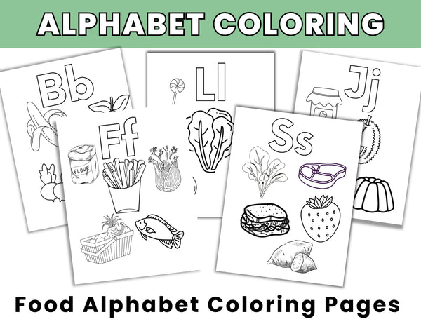 Food Alphabet Cards, Game and Coloring Sheets-Educational A-Z Food-The ...