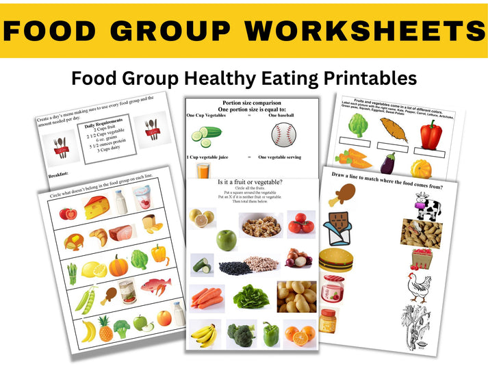 Food Group Activities and Worksheets-Nutrition Learning for Kids -Digi ...