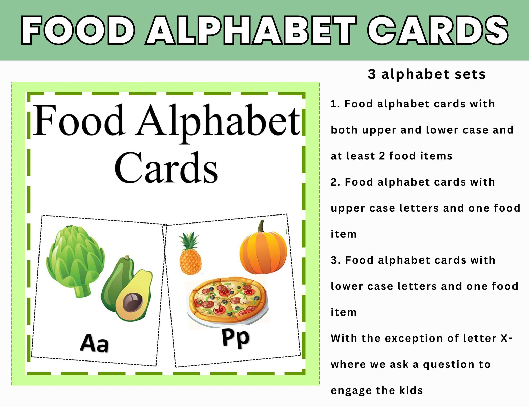 Food Alphabet Cards-Digital Download – Kids Cooking Activities