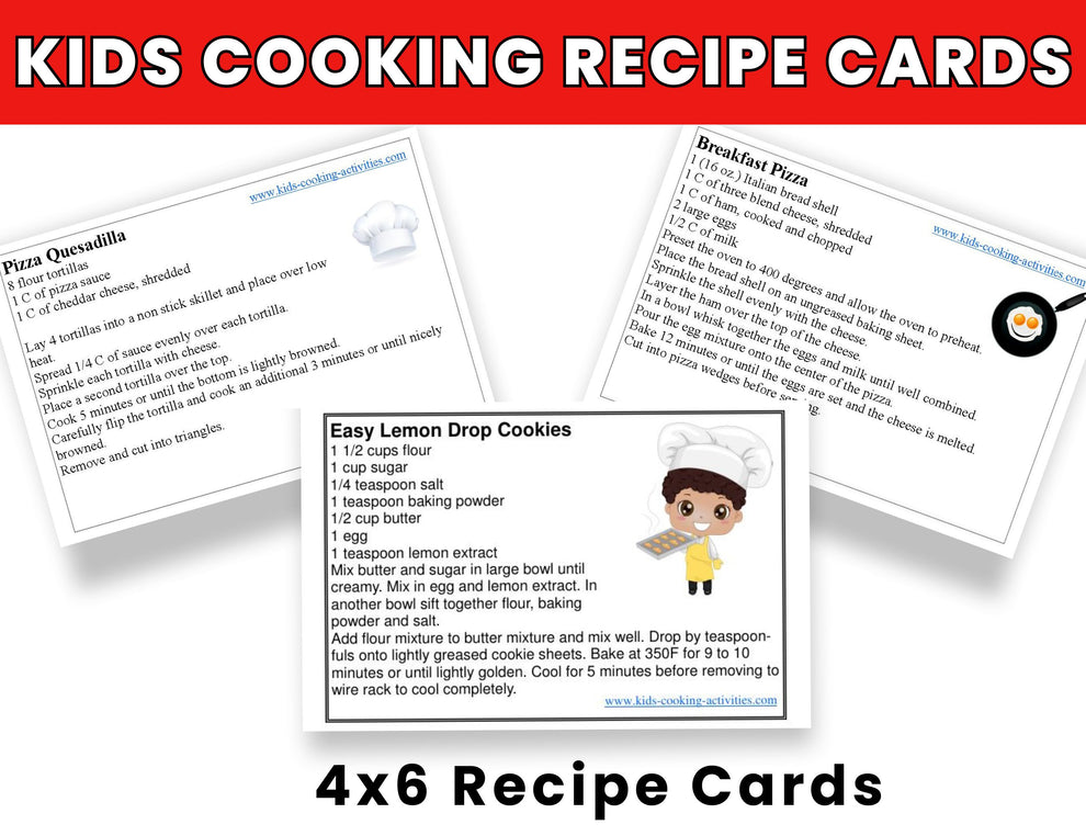 20 FREE Kids Cooking Recipe Cards--Digital Download – Kids Cooking ...
