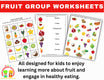 Fruit Group Worksheets- Fun & Educational Healthy Eating Printables-Di ...