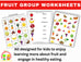 Fruit Group Worksheets- Fun & Educational Healthy Eating Printables-Di ...