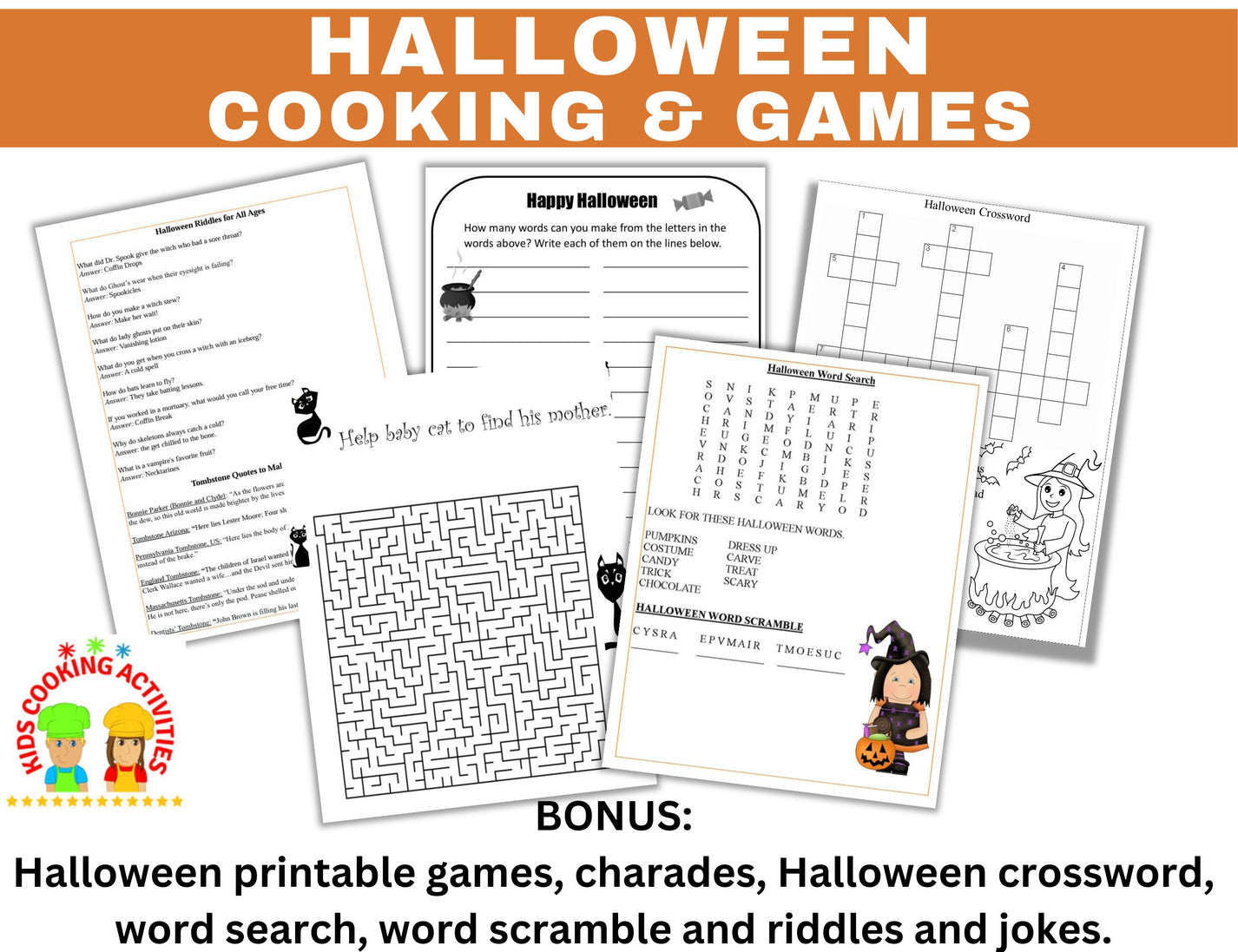 Halloween Cooking Activities and Printable Games-Digital Download ...