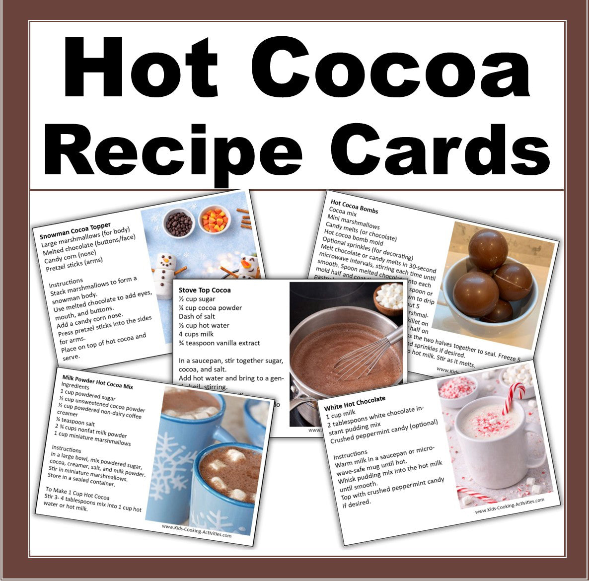 8 Hot Chocolate Theme Recipe Cards – Kids Cooking Activities