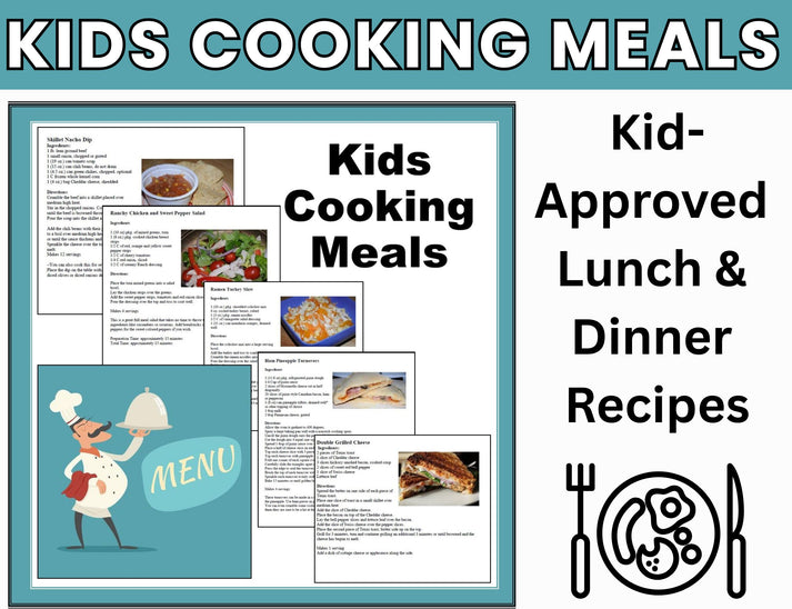 Kids Cooking Meals: Lunch & Dinner Recipe Cookbook-Digital Download ...
