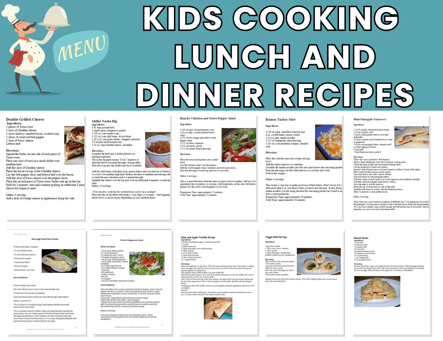 Kids Cooking Meals: Lunch & Dinner Recipe Cookbook-Digital Download ...