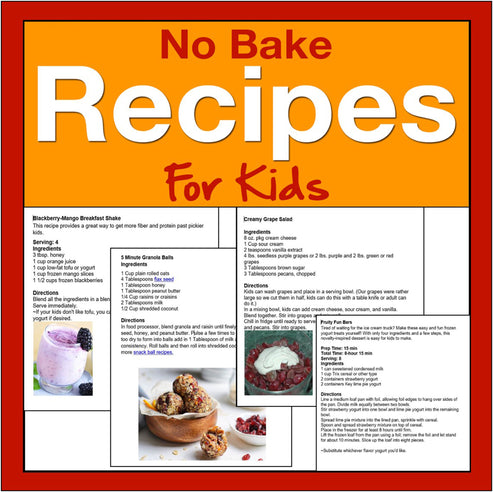 No Bake Cookbook For Kids- 60 No Bake Recipes- Digital Download – Kids ...