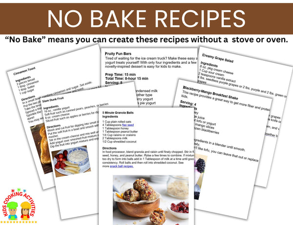 No Bake Cookbook For Kids- 60 No Bake Recipes- Digital Download – Kids ...