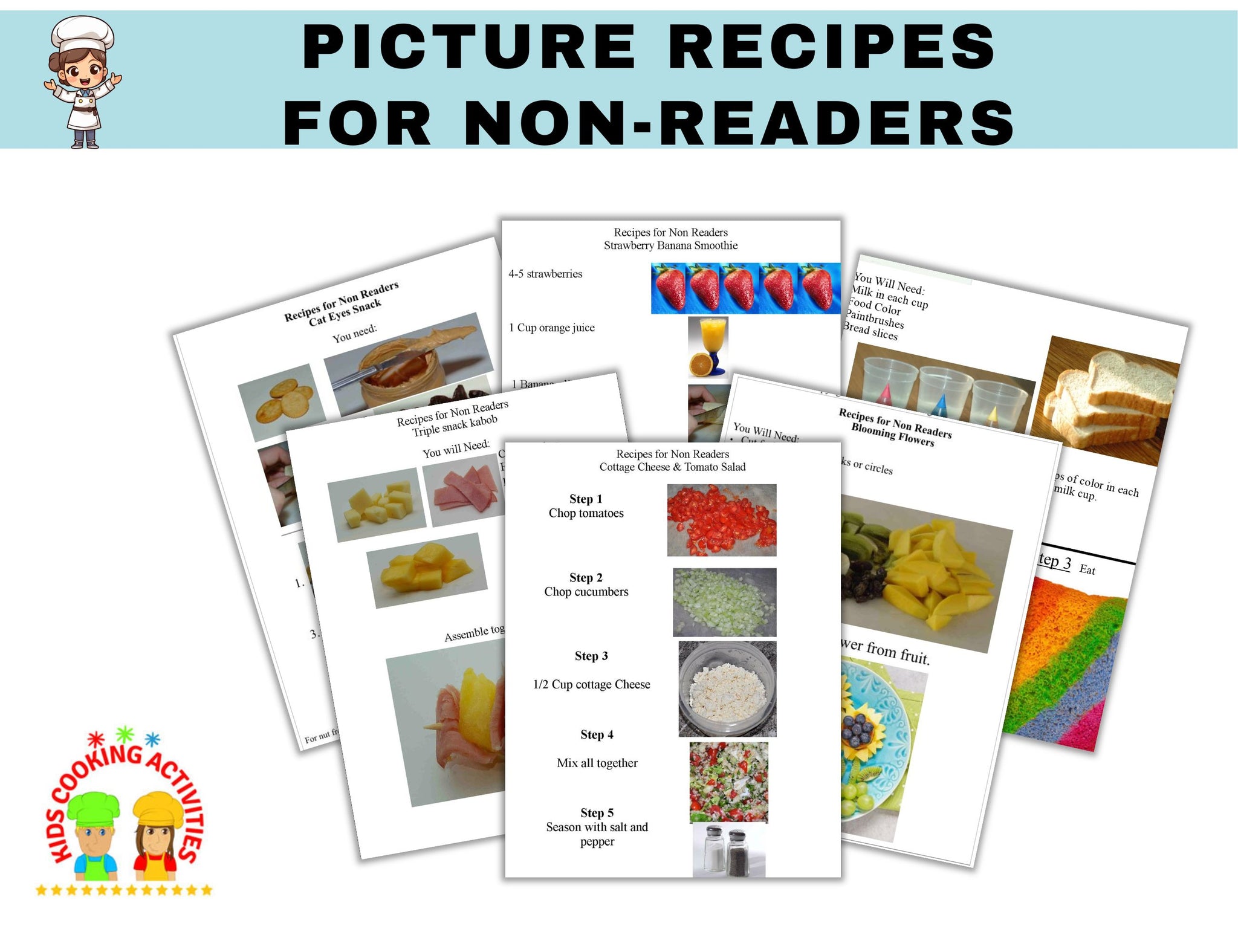 Picture Recipes for Non Readers-Digital Download – Kids Cooking Activities
