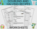 Doubling and Halving Recipes Worksheets-Cooking & Math Practice-Digita ...