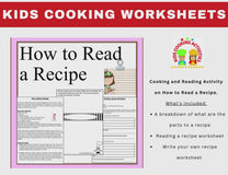 How to Read a Recipe Activity Worksheets-Cooking & Reading Skills for ...