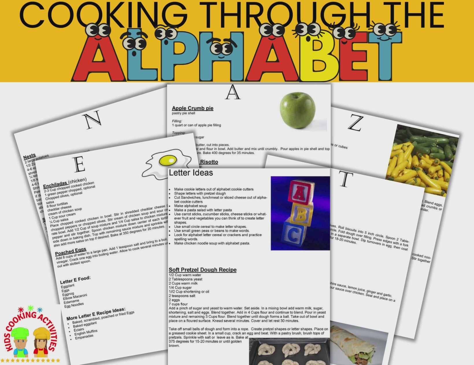 Cooking with the Alphabet- A-Z Kids Cooking Activities-Digital Downloa