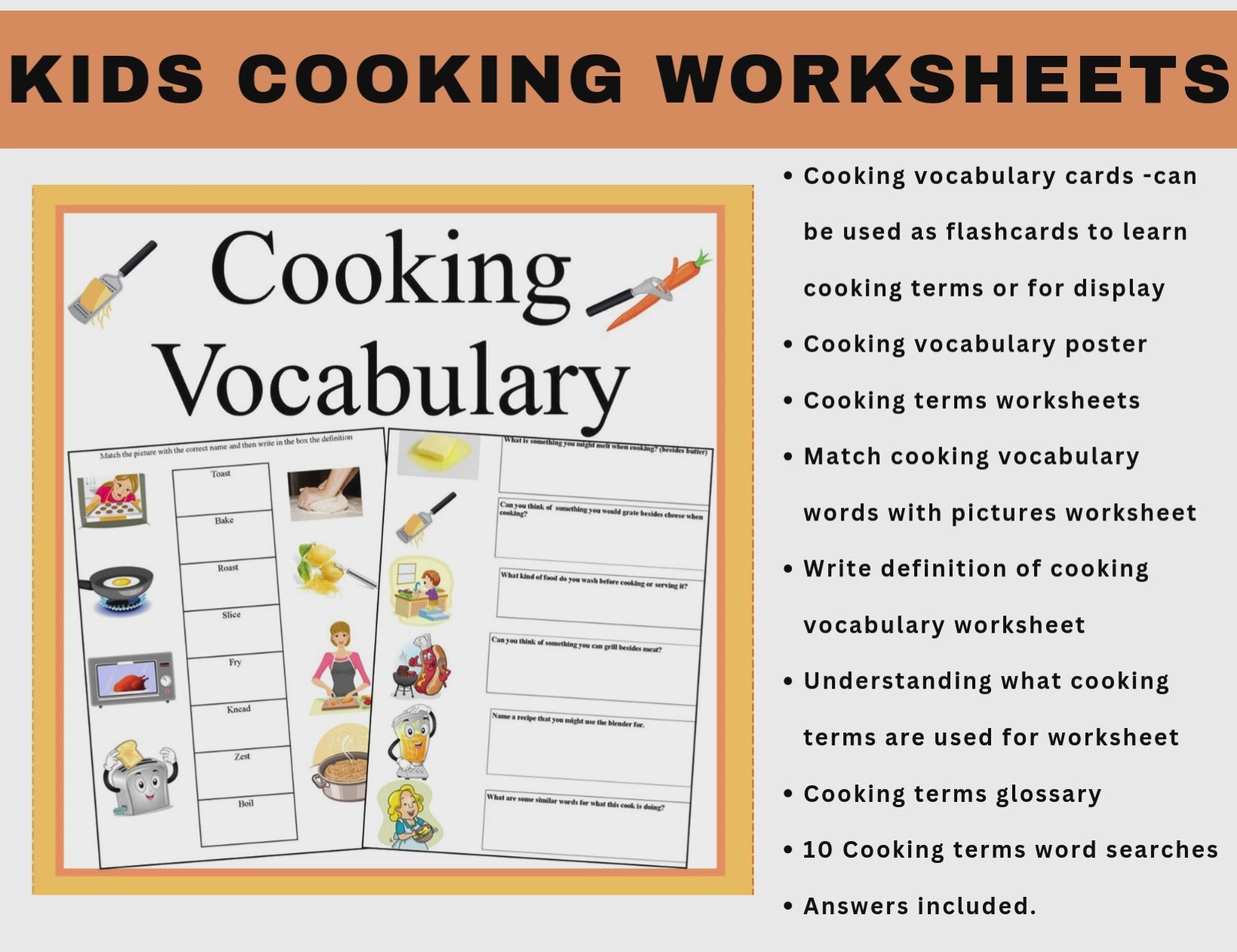 Worksheets – Kids Cooking Activities