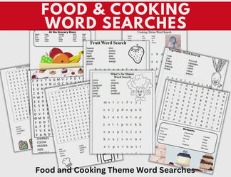 Cooking and Food Theme Word Searches-52 Fun Puzzles for Kids-Digital D ...