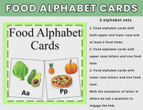 Food Alphabet Cards-Educational A-Z Food-Themed Letter Cards-Digital D ...