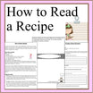 How to Read a Recipe Activity Worksheets-Cooking & Reading Skills for ...
