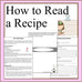 How to Read a Recipe Activity Worksheets-Cooking & Reading Skills for ...