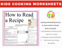 How to Read a Recipe Activity Worksheets-Cooking & Reading Skills for ...