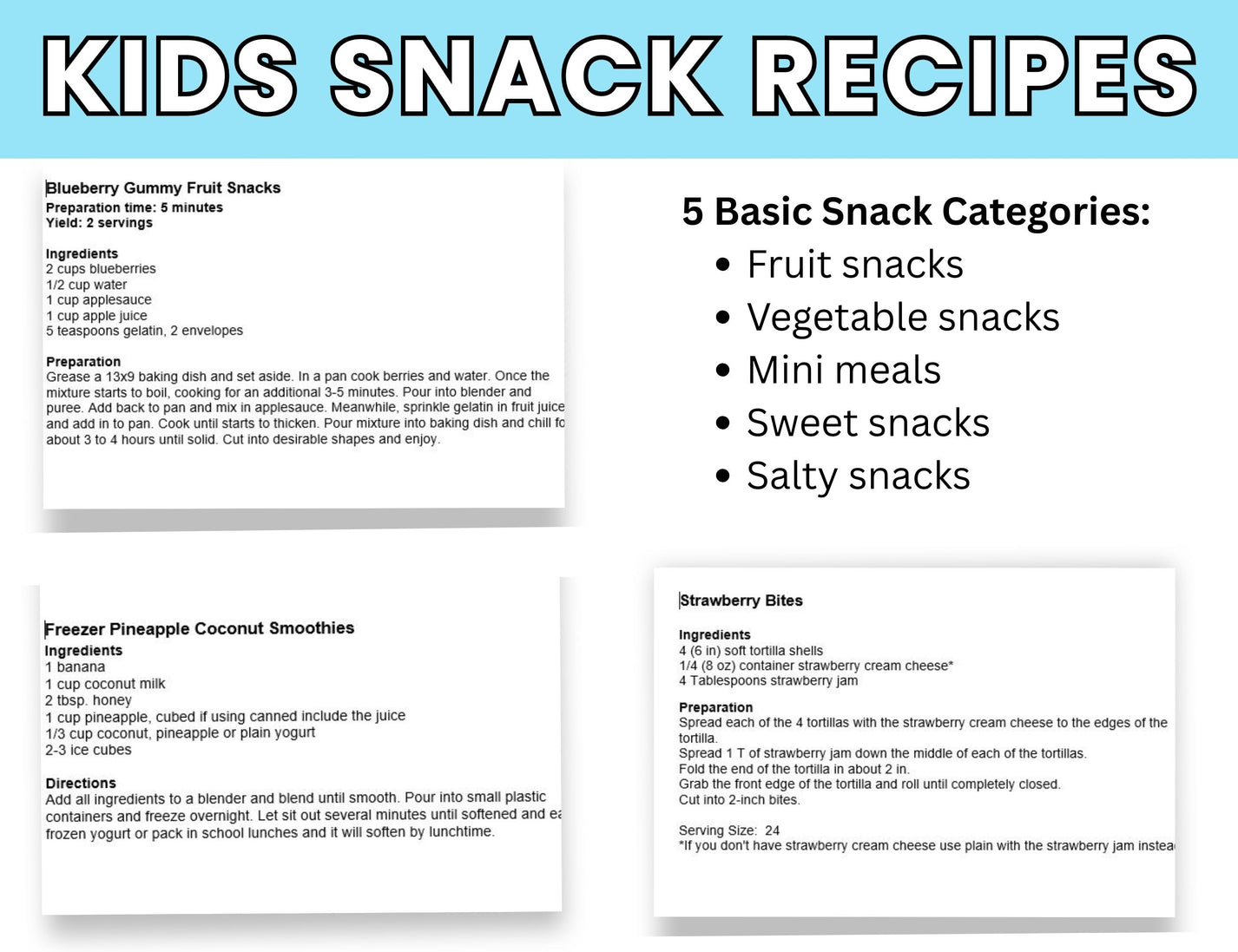 Healthy Snack Recipes for Kids- 60 Easy Recipes for Kids to Make-Digit ...