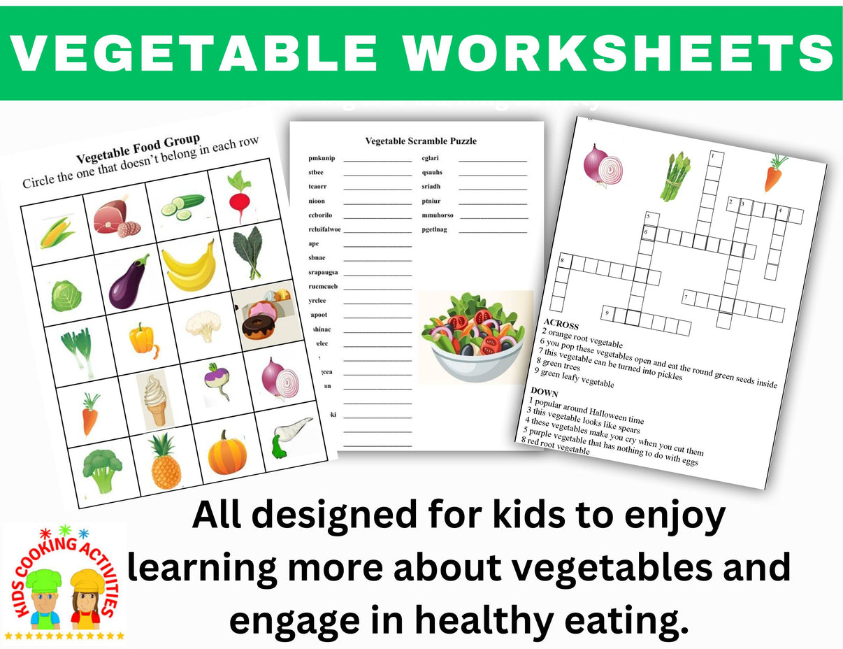 Vegetable Food Group Learning Worksheets-Vegetable Theme Printables-Di ...