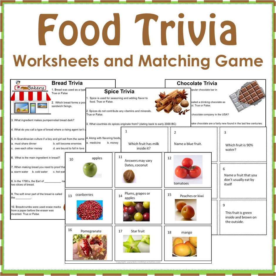 Worksheets – Kids Cooking Activities