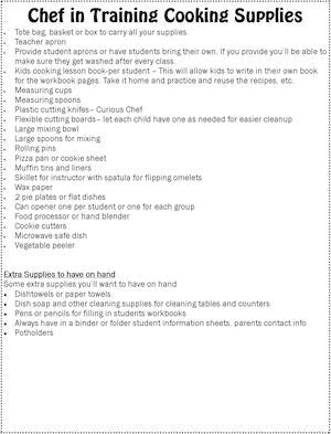 Teacher Curriculum Set for Teaching Children Cooking -Lesson Manuals ...
